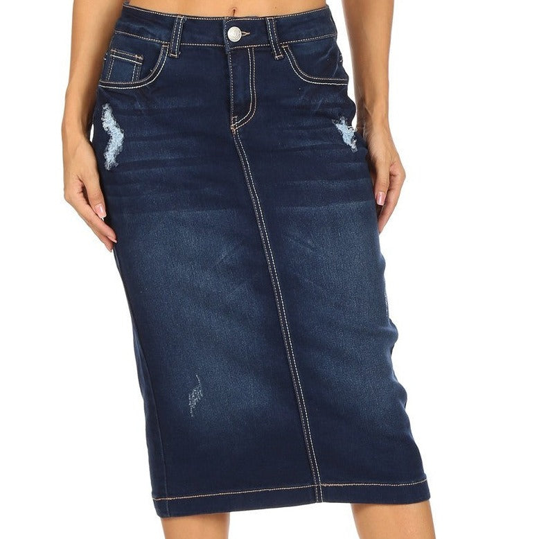 Holly Indigo Blue Denim Skirt – Apostolic Threads Boutique
